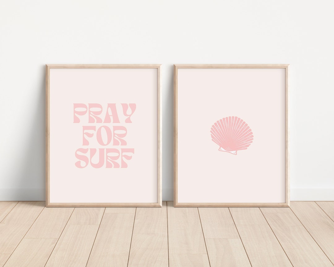 Pink Ocean Nursery Poster for Girls Surf Nursery Decor or Boho Beach ...