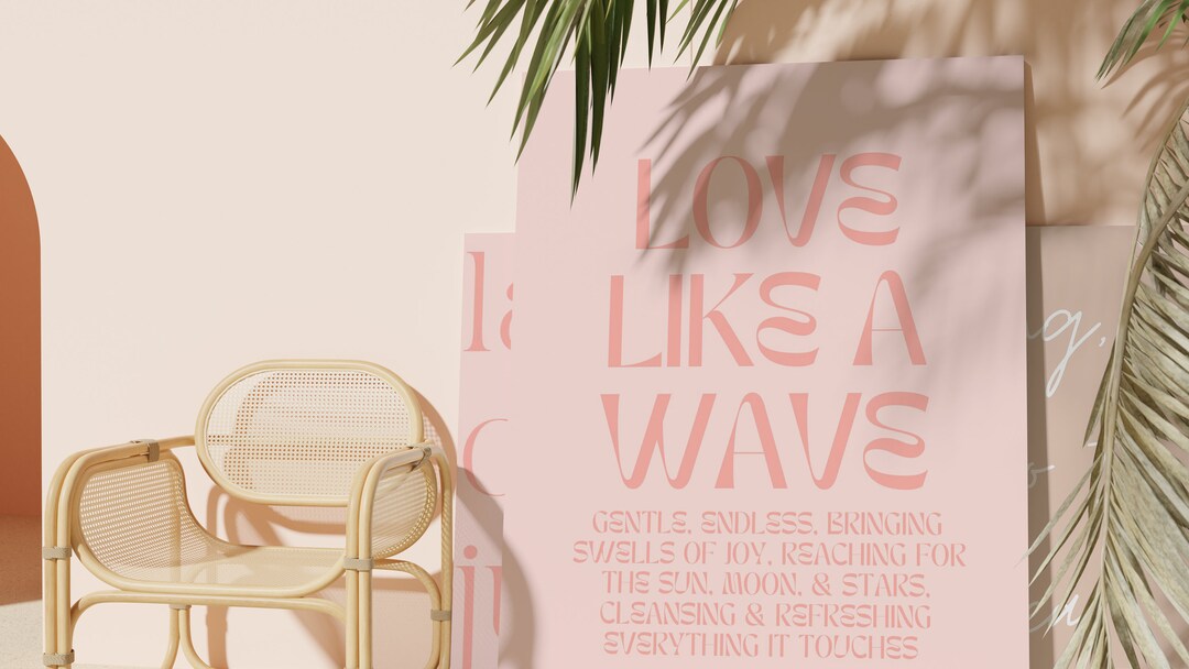 Pink Boho Waves Poster Printable Art for Surf Nursery or Beach Kids ...