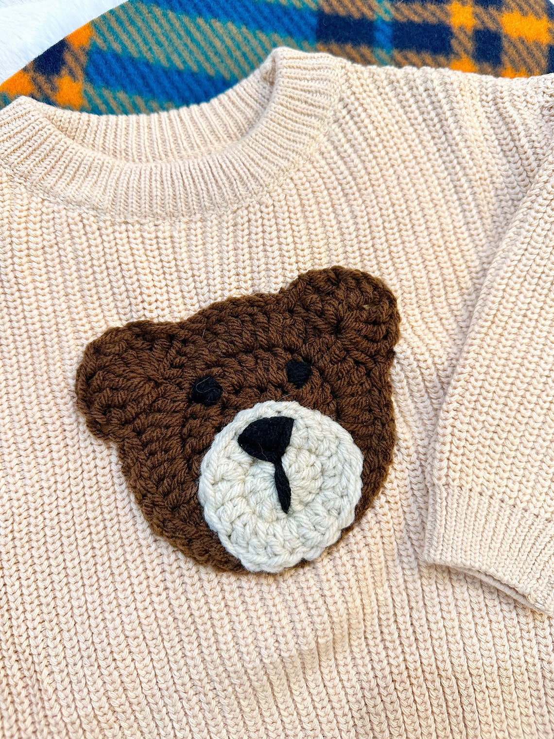Crochet Bear Sweater, Custom Embroidery Sweater, Animal M Sweaters for ...