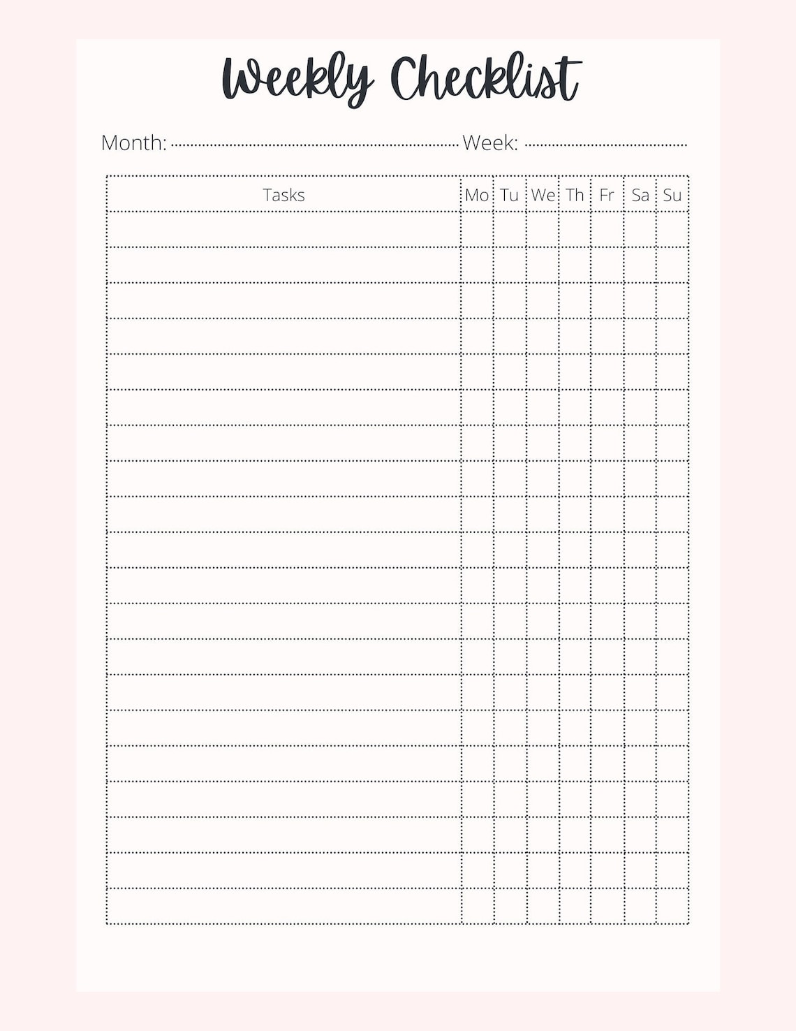 Weekly Checklist Printable | Etsy