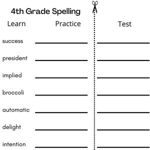 8 Printable Fourth Grade Spelling - Writing - Spelling Test - Etsy