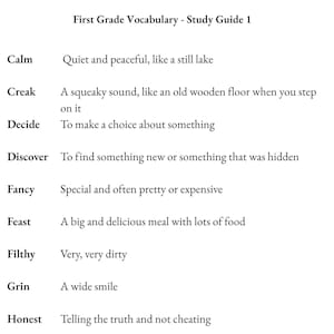 First Grade Vocabulary Worksheets With Definitions-sentence Writing ...