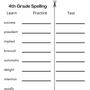 8 Printable Fourth Grade Spelling Writing Spelling Test - Etsy