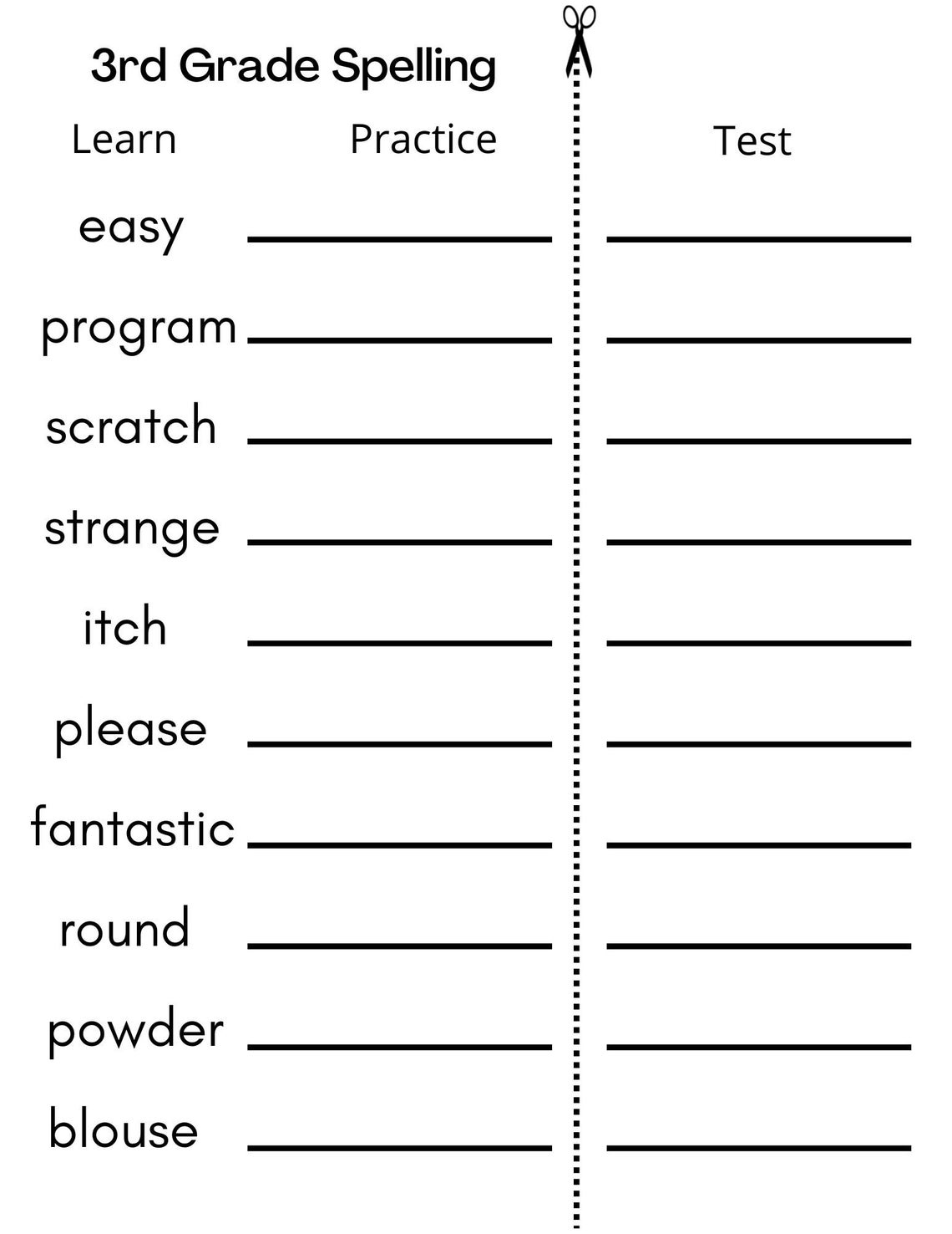 8 Printable Third Grade Spelling - Writing - Spelling Test - Etsy
