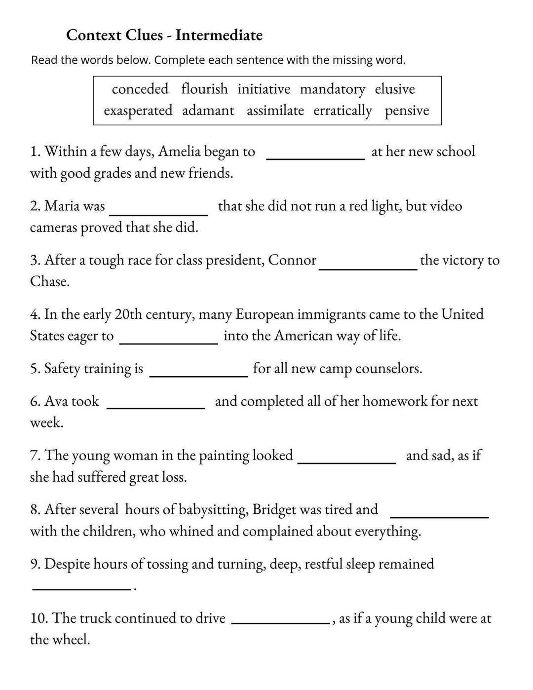 Context Clues Intermediate Level - Grades 6-8 - Middle School ...