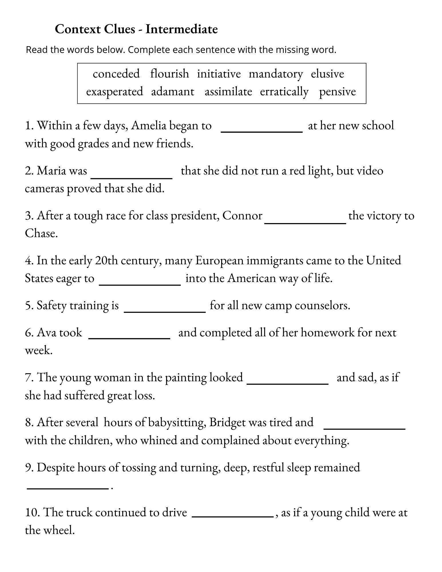 Context Clues Intermediate Level - Grades 6-8 - Middle School ...