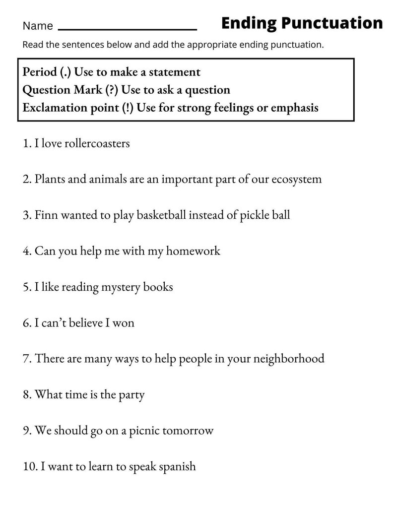 Punctuation - Capitalization - Correct the Sentence - Sentence Writing ...