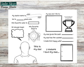 Father's Day Card Fill in the Blanks All About Dad Printable Dad ...