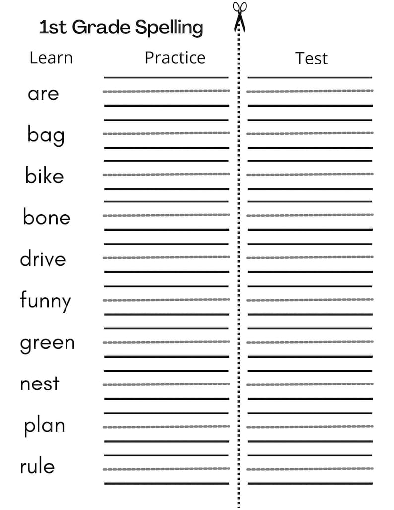 8 Printable First Grade Spelling Writing Worksheets - Etsy