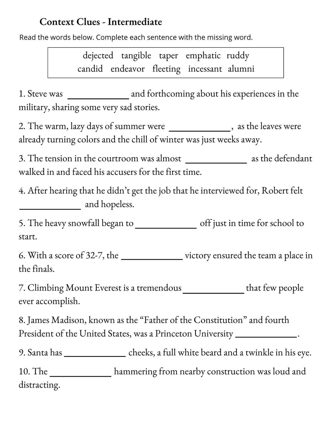 Context Clues Intermediate Level - Grades 6-8 - Middle School ...