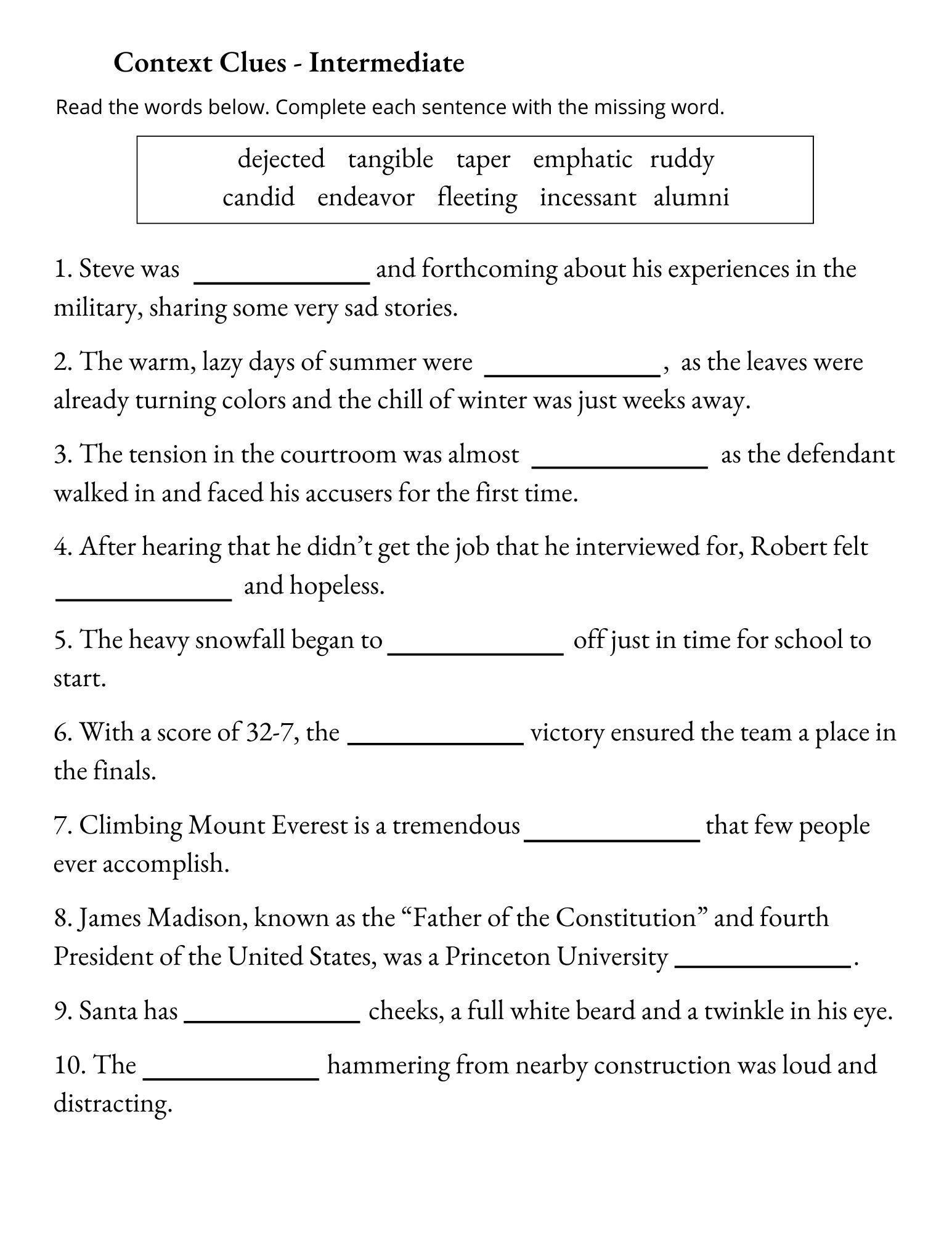 Context Clues Intermediate Level - Grades 6-8 - Middle School ...