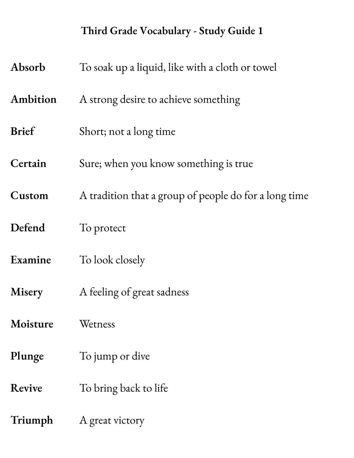 Third Grade Vocabulary Worksheets With Definitions-sentence Writing ...
