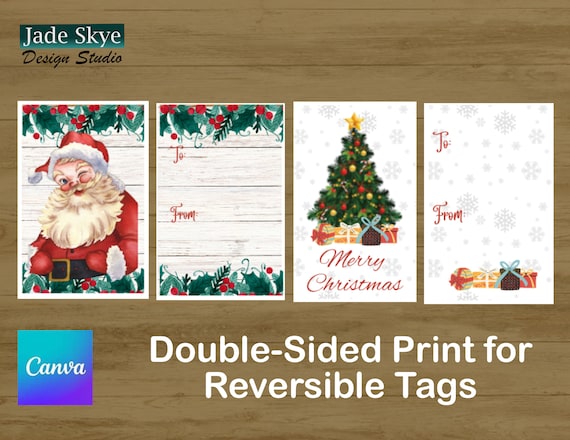 Editable Christmas Gift Tags-printable-reversible-canva - Etsy