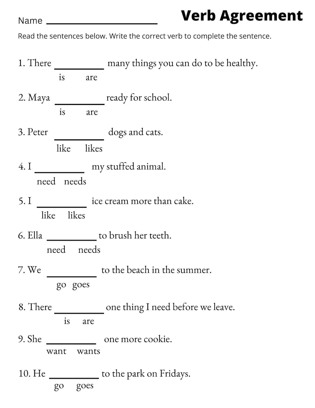 Verb Agreement Worksheets - Printable - 3rd and 4th Grade Sentence ...