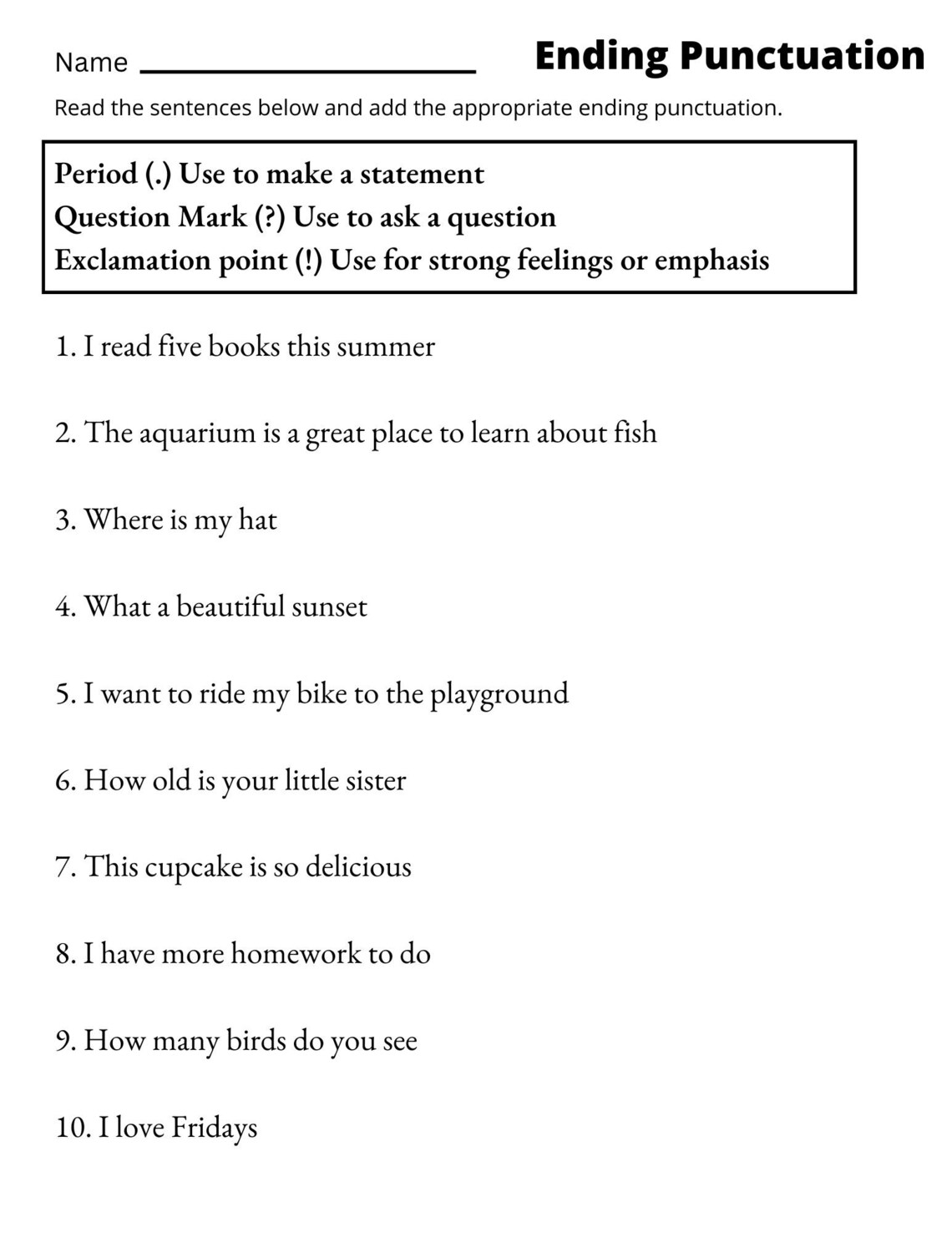 Punctuation - Capitalization - Correct the Sentence - Sentence Writing ...
