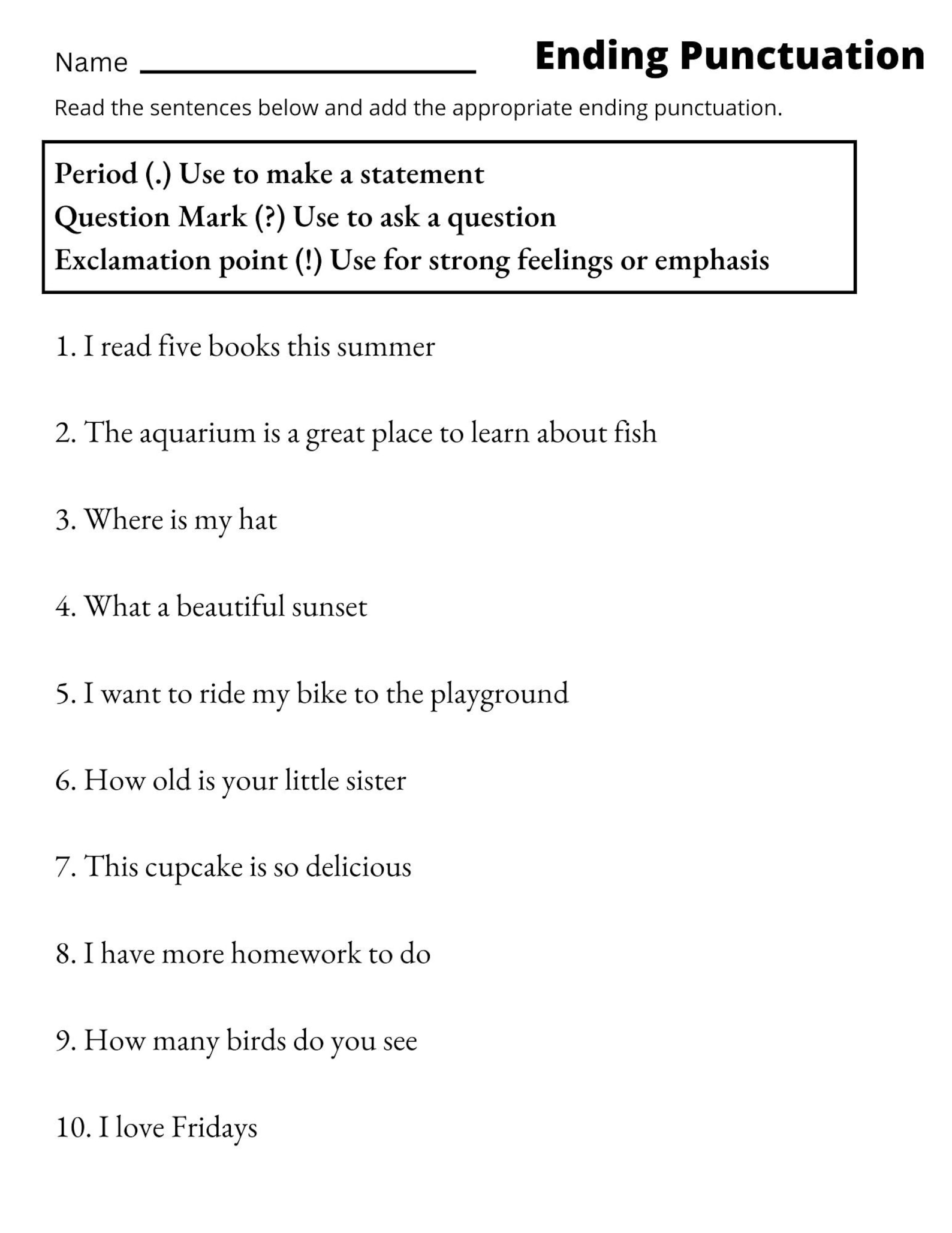 Punctuation - Capitalization - Correct the Sentence - Sentence Writing ...
