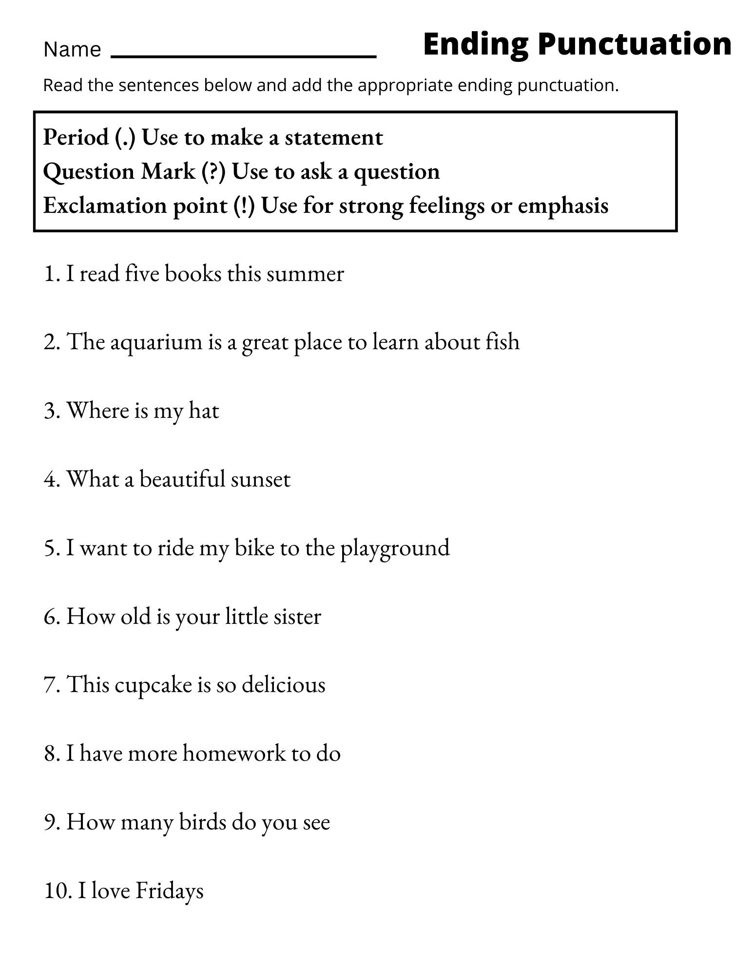 Punctuation - Capitalization - Correct the Sentence - Sentence Writing ...
