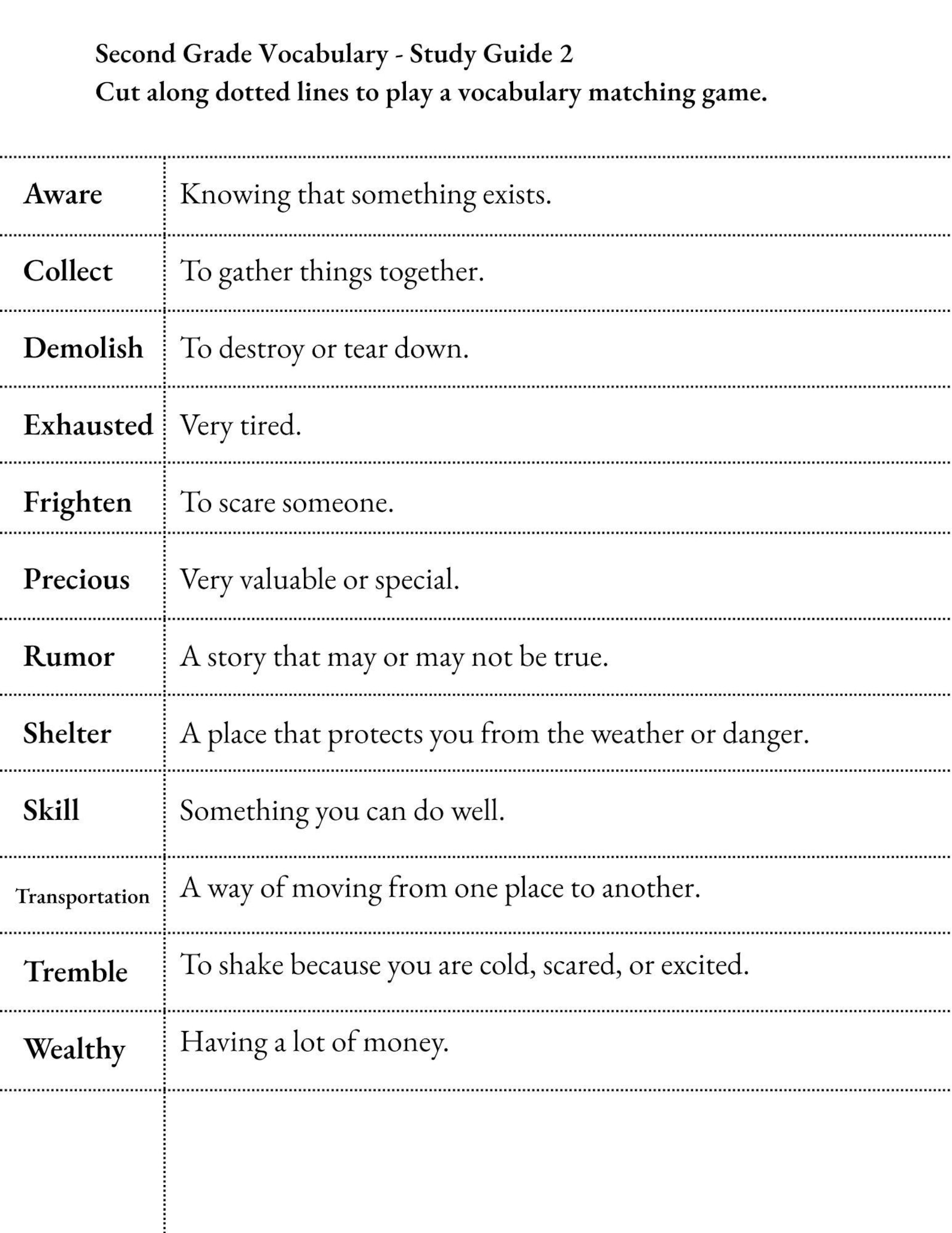 Second Grade Vocabulary Worksheets With Definitions-sentence Writing ...