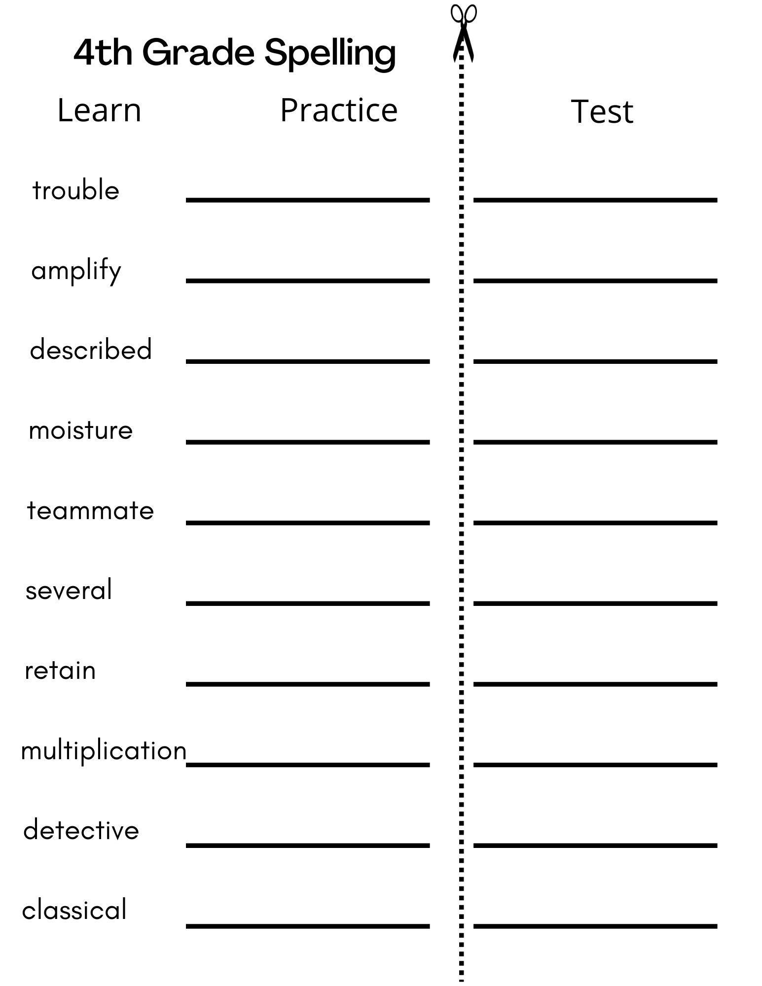 4th Grade Spelling Worksheets Free Printables