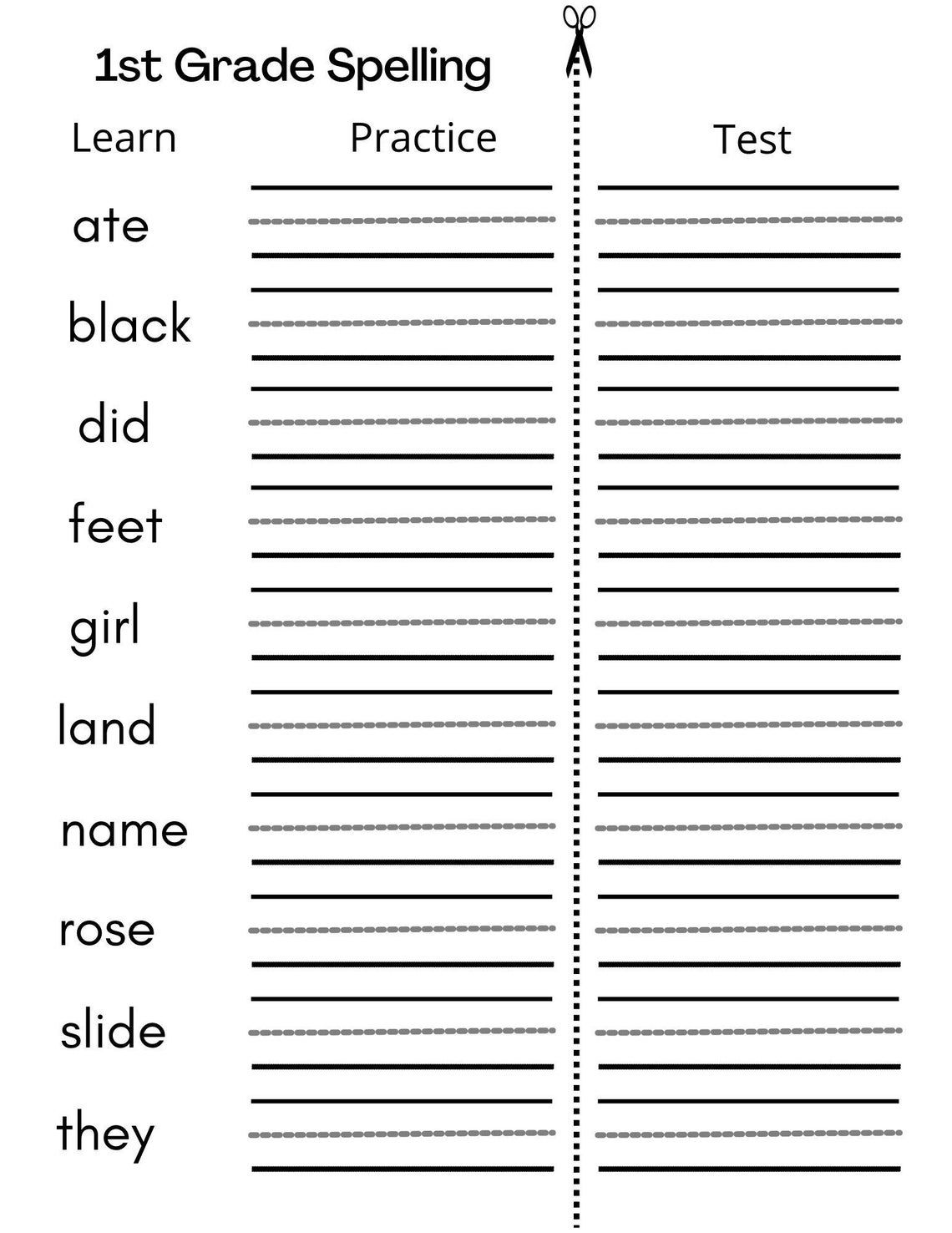 8 Printable First Grade Spelling - Writing - Worksheets - Etsy