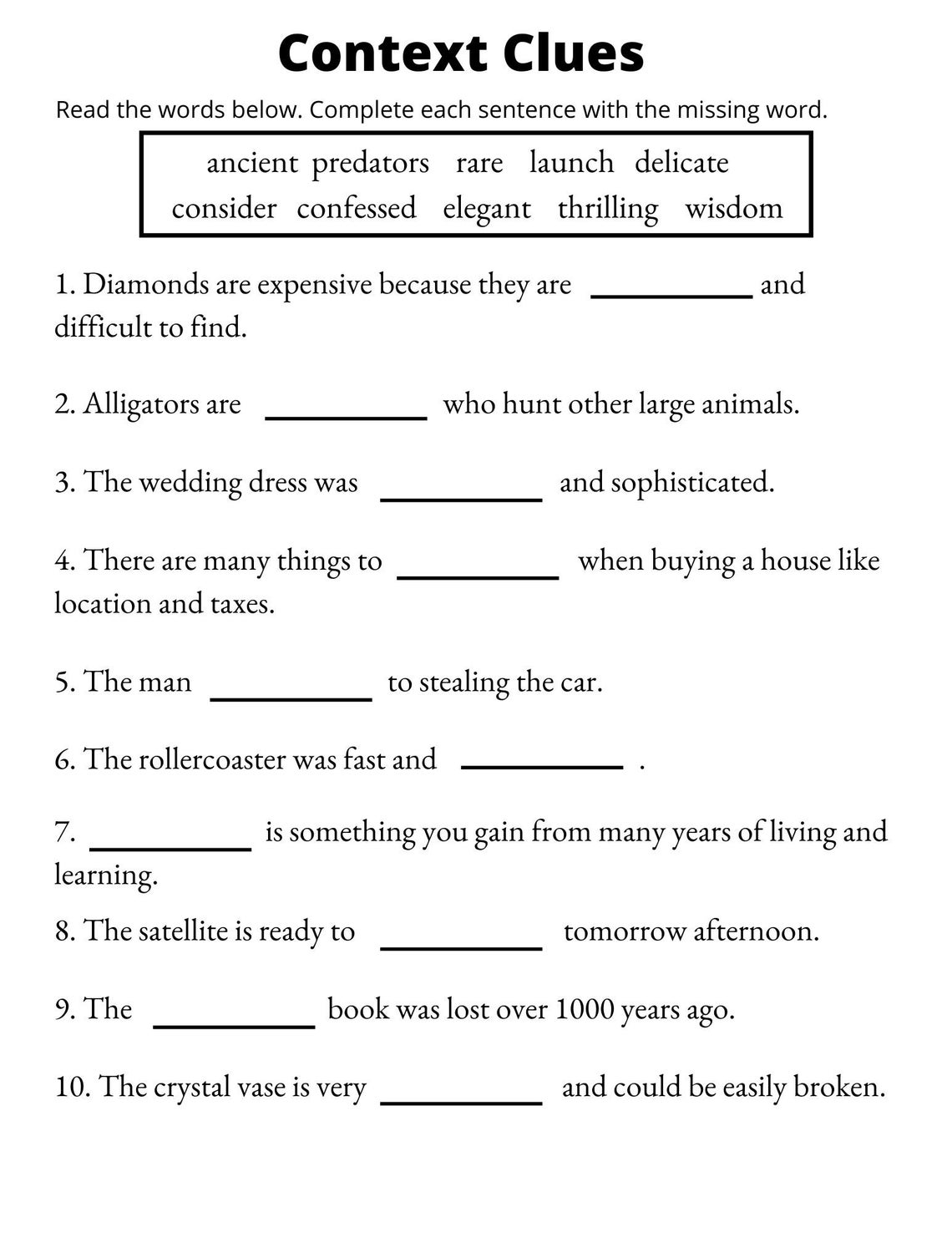 Context Clues Worksheets - Vocabulary - Printable - 1st Through 3rd ...