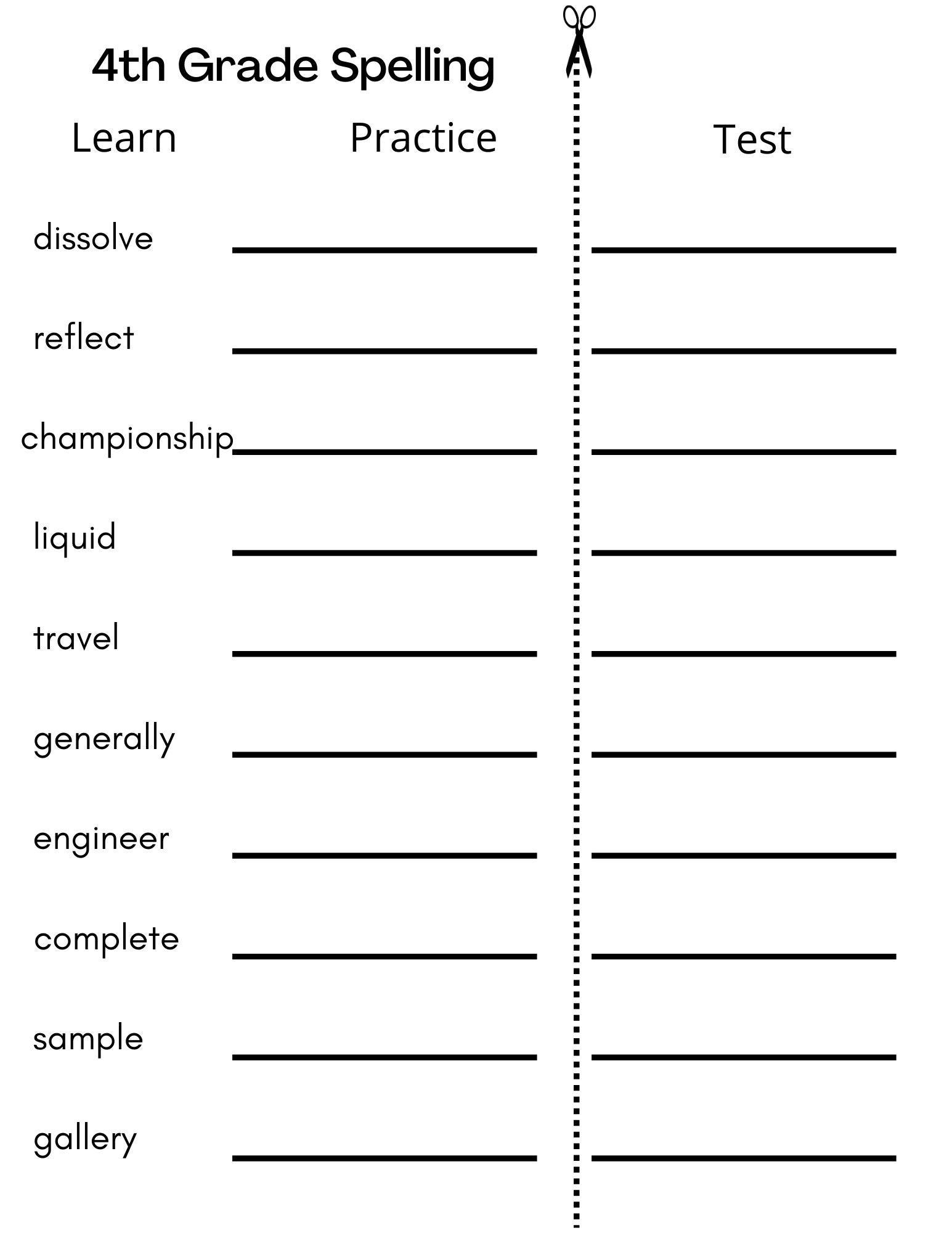 8 Printable Fourth Grade Spelling - Writing - Spelling Test - Etsy