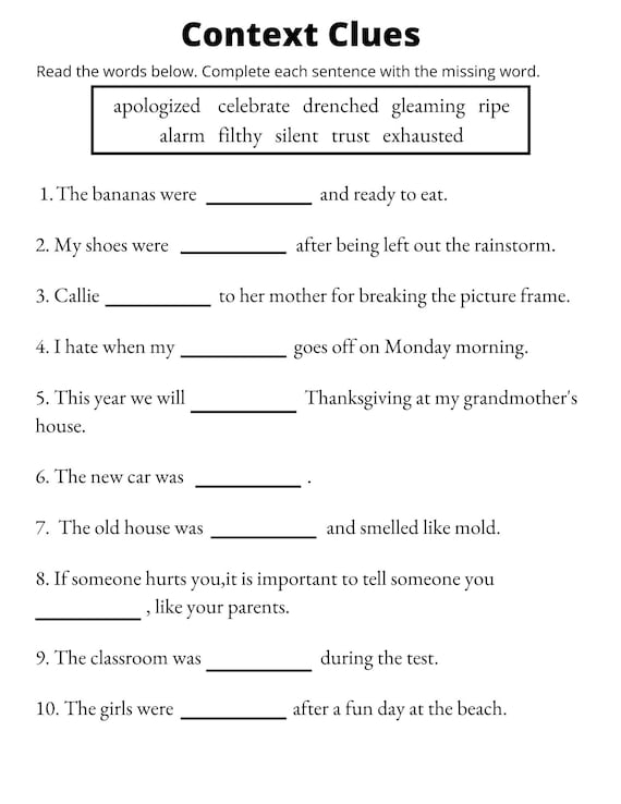6th Grade Vocabulary Worksheets Printable