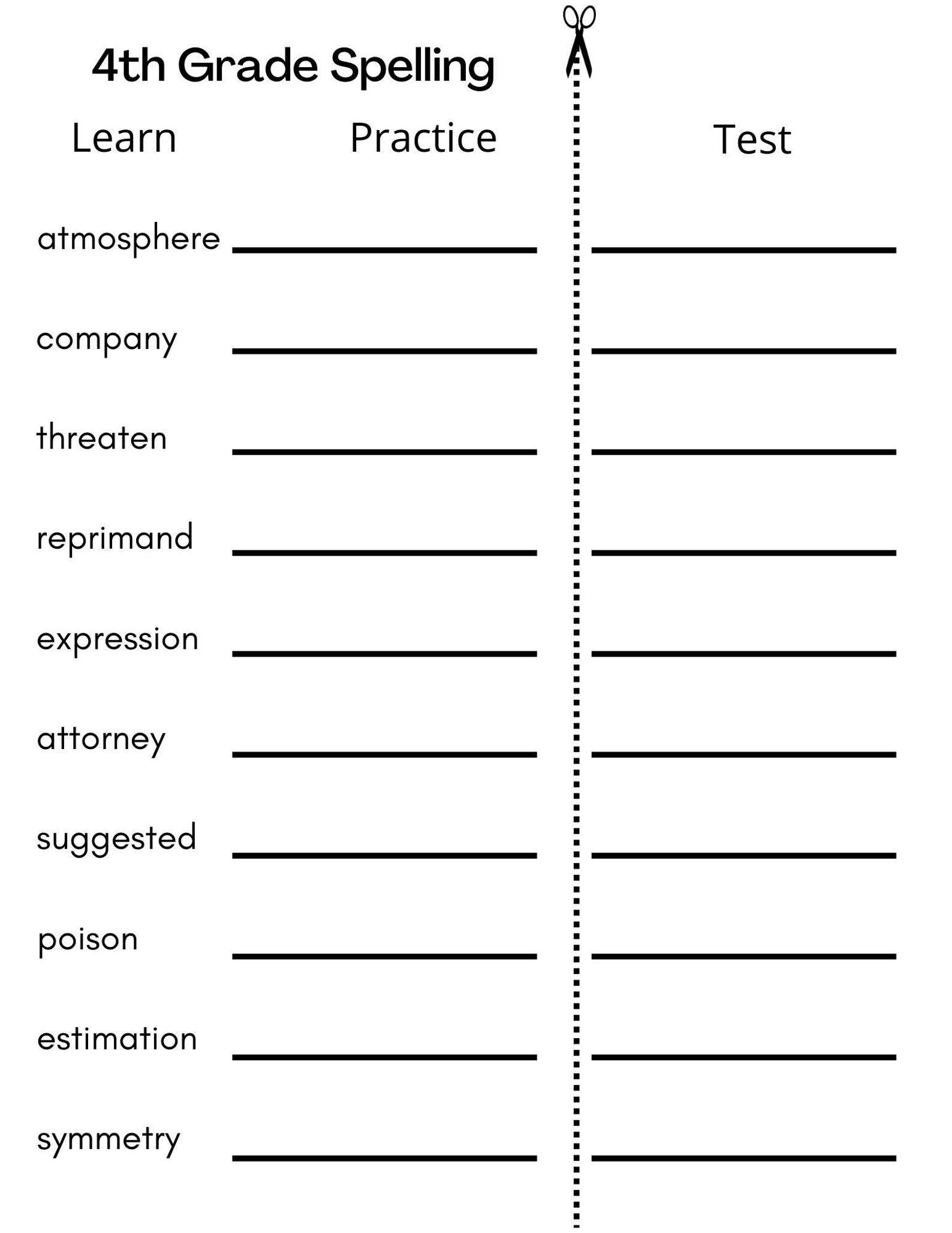 8 Printable Fourth Grade Spelling - Writing - Spelling Test - Etsy
