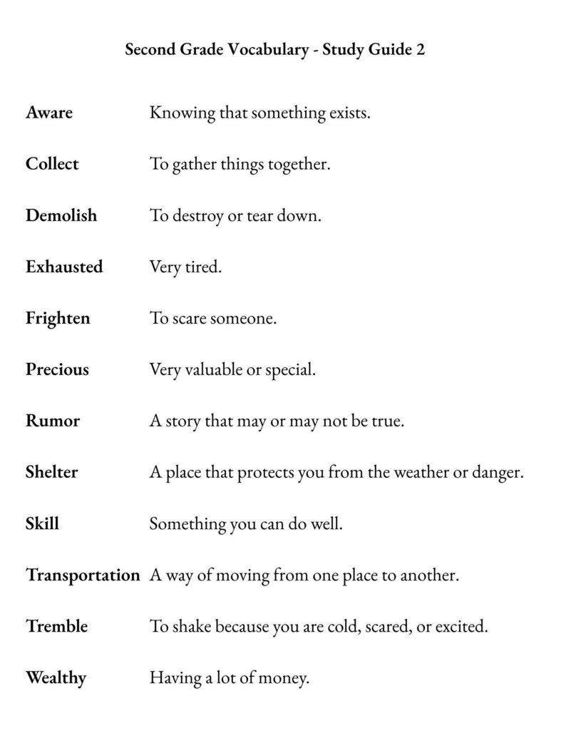Second Grade Vocabulary Worksheets With Definitions-sentence Writing ...