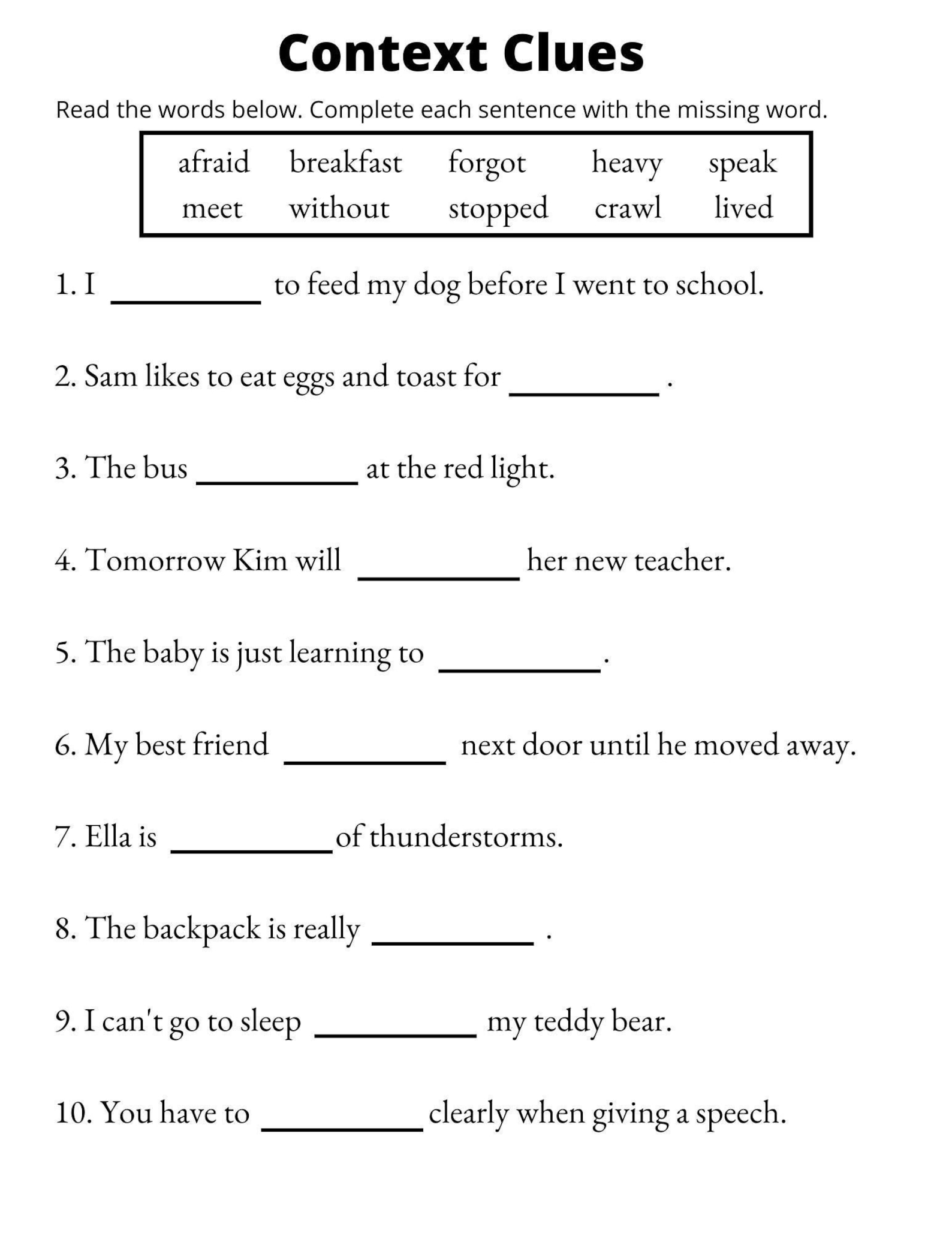 Context Clues Worksheets - Vocabulary - Printable - 1st Through 3rd ...