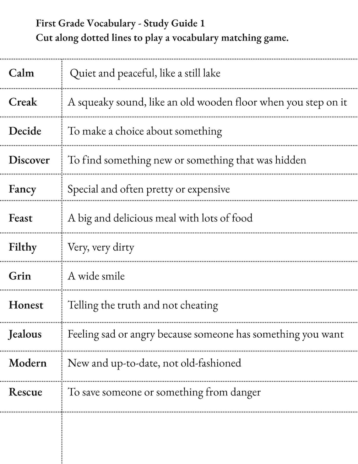 First Grade Vocabulary Worksheets With Definitions-sentence Writing ...