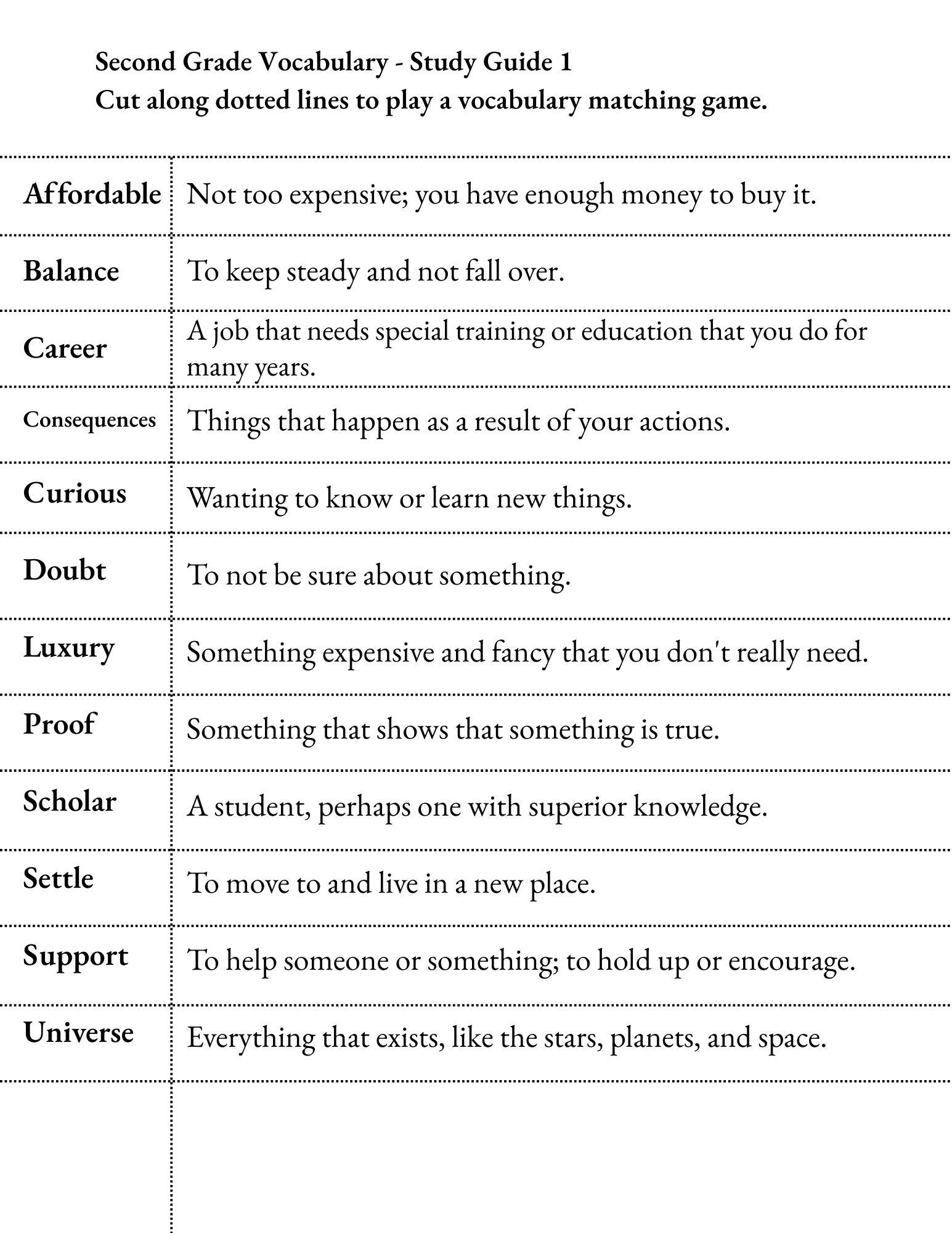 Second Grade Vocabulary Worksheets With Definitions-sentence Writing ...