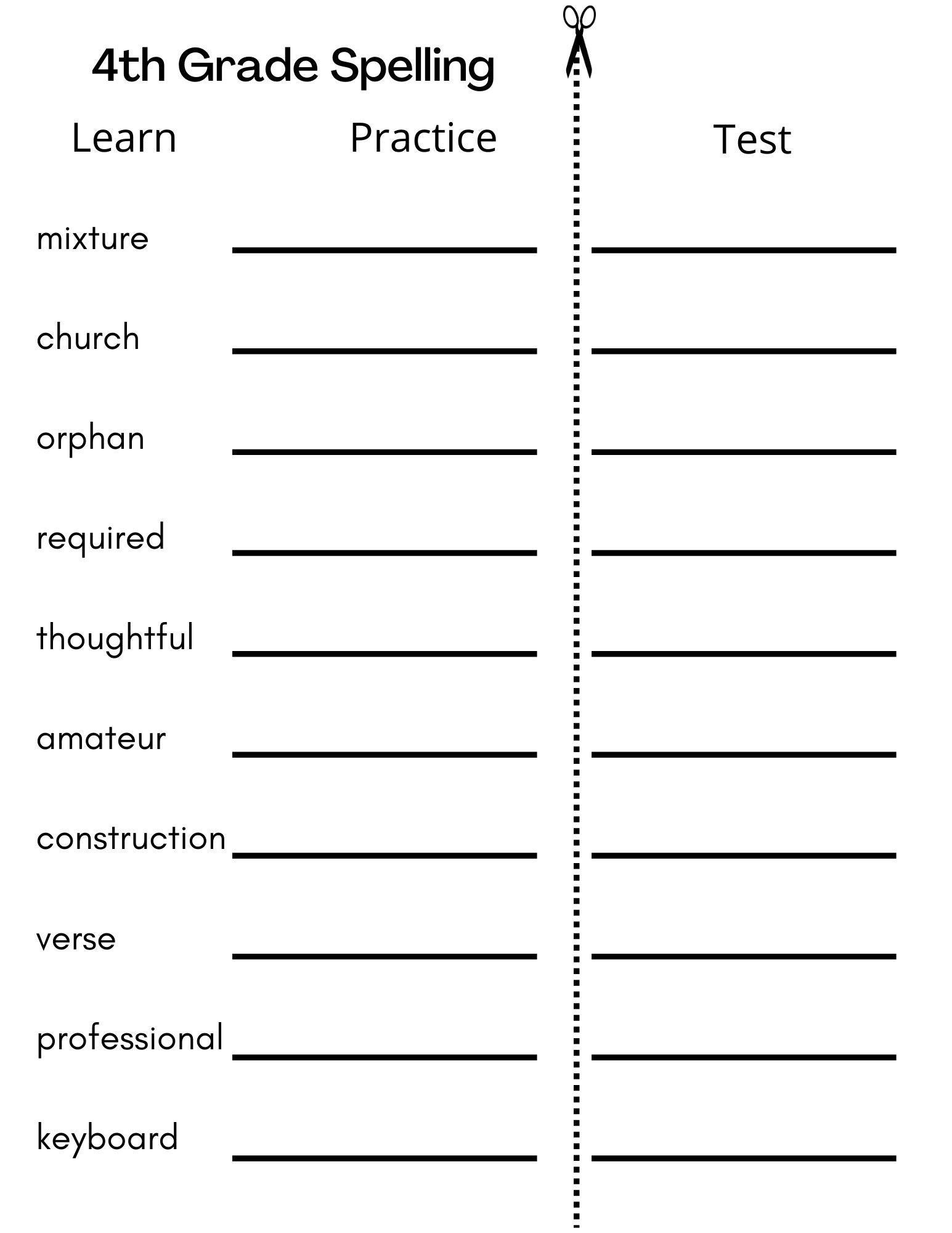 8 Printable Fourth Grade Spelling - Writing - Spelling Test - Etsy