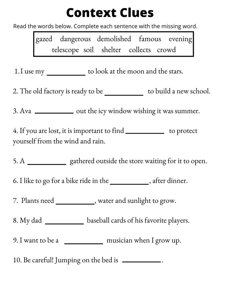 Context Clues Worksheets - Vocabulary - Printable - 1st Through 3rd ...