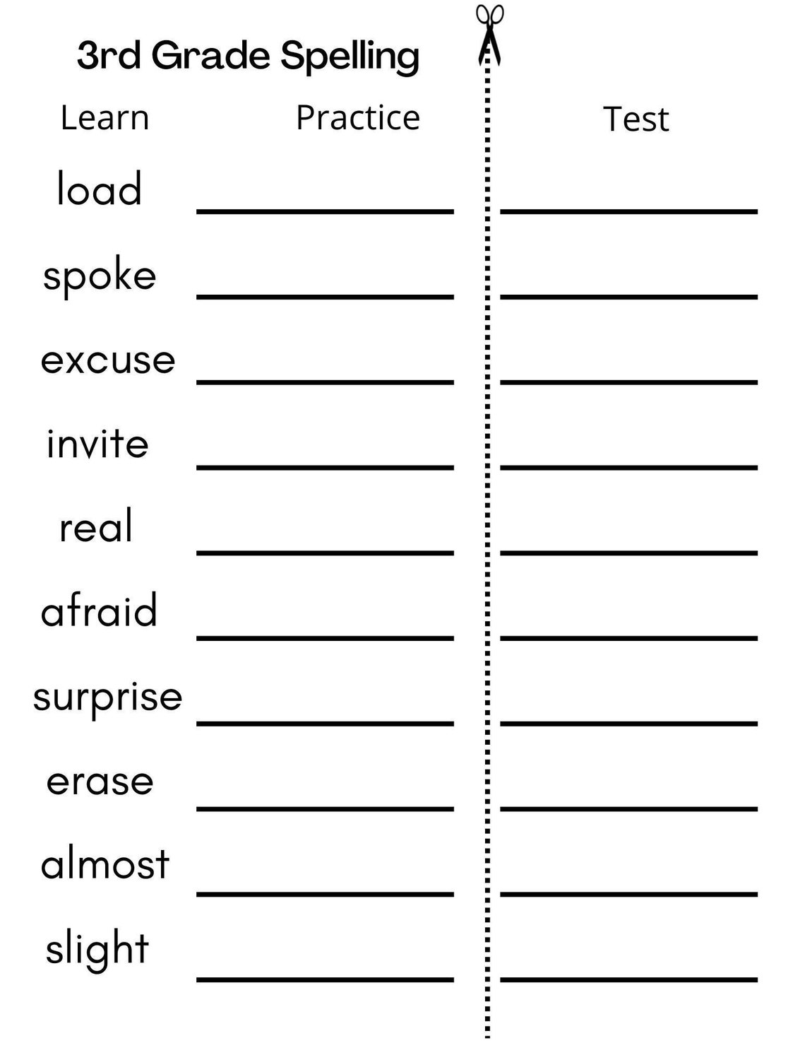 8 Printable Third Grade Spelling Writing Spelling Test - Etsy