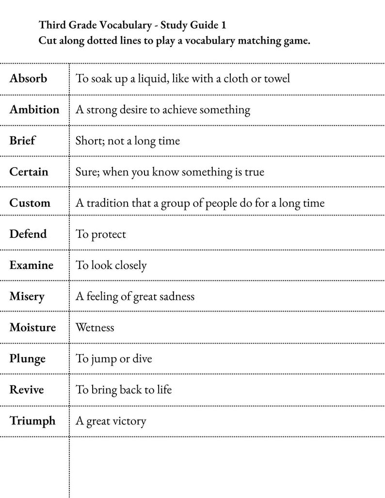 Third Grade Vocabulary Worksheets With Definitions-sentence Writing ...