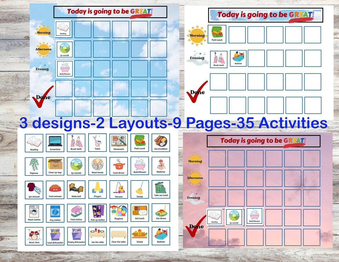Printable Kids Daily Responsibilities Chart, Daily Routine, Chore Chart ...