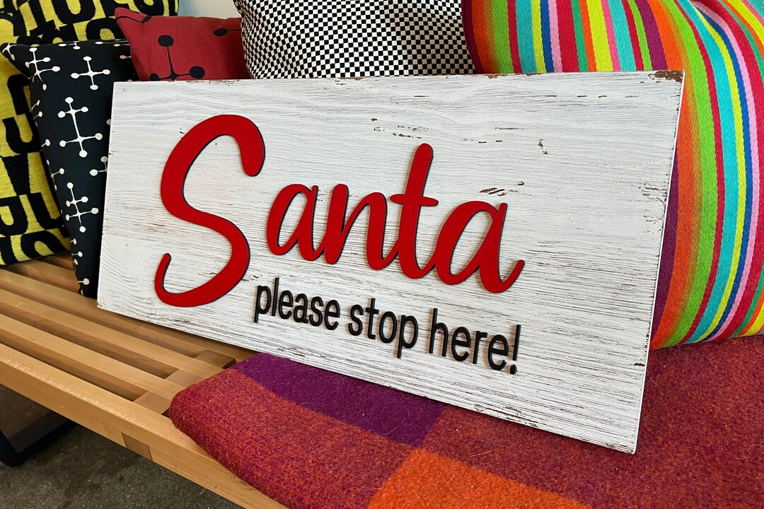 SANTA Please Stop Here Sign - Etsy