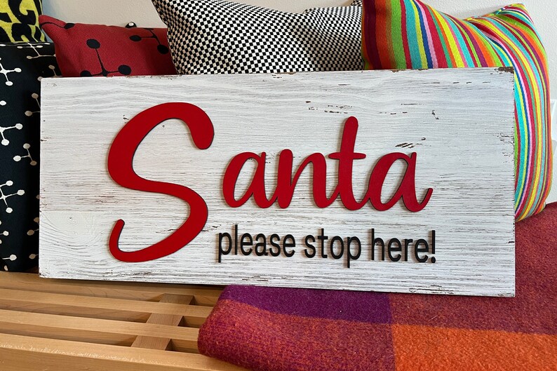 SANTA Please Stop Here Sign - Etsy