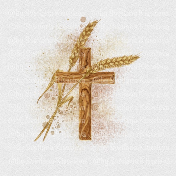 Wooden Cross Ear of Wheat PNG Sublimation Design God Save - Etsy