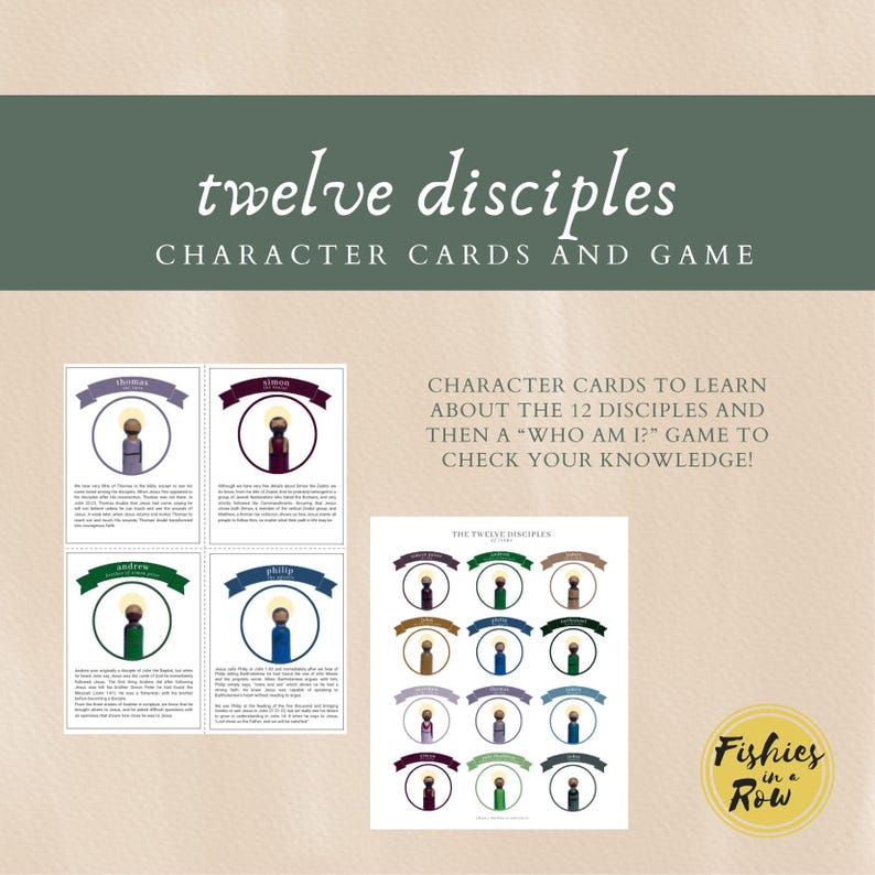 Twelve Disciples Character Cards and Game - Etsy