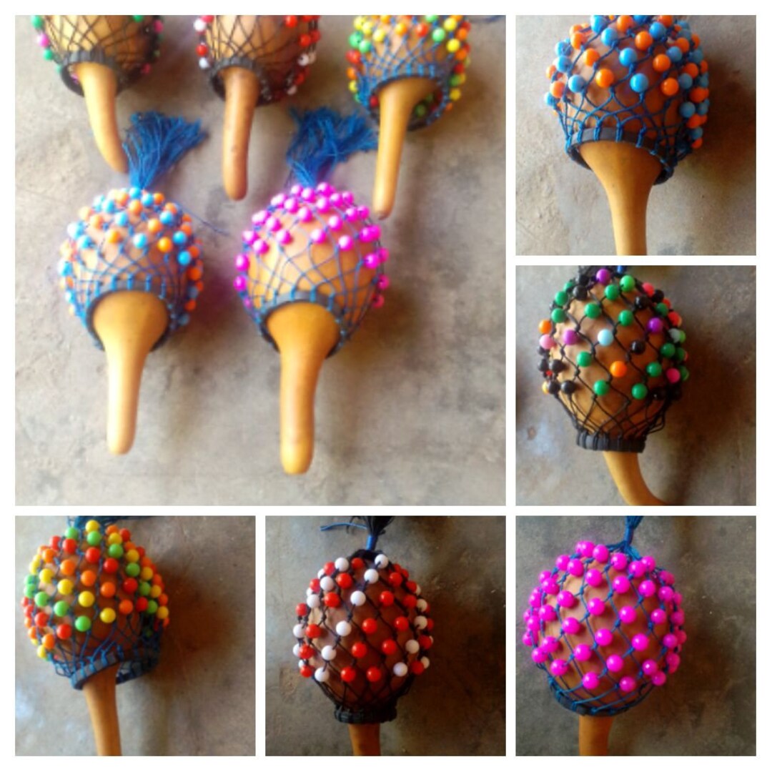African Shaker, Calabash Shaker, Beaded Maracas, Calabash Musical ...