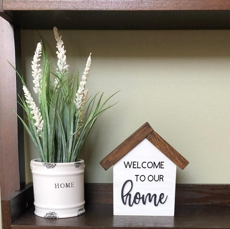 Personalized Home Sign Hand Painted Wood House Shaped Decor - Etsy