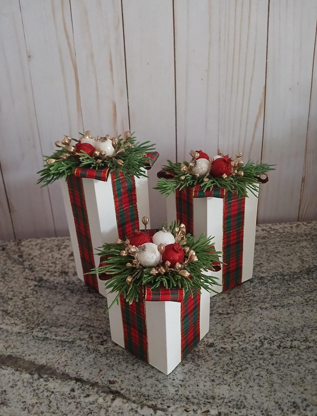 Set of 3 Wooden Christmas Gifts / Wooden Christmas Presents / Farmhouse ...
