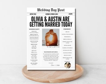 Newspaper Wedding Program Template, Editable Wedding Newspaper Program ...
