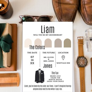 Groomsman Info Card Template, Bridal Party Info Card, Groomsman ...