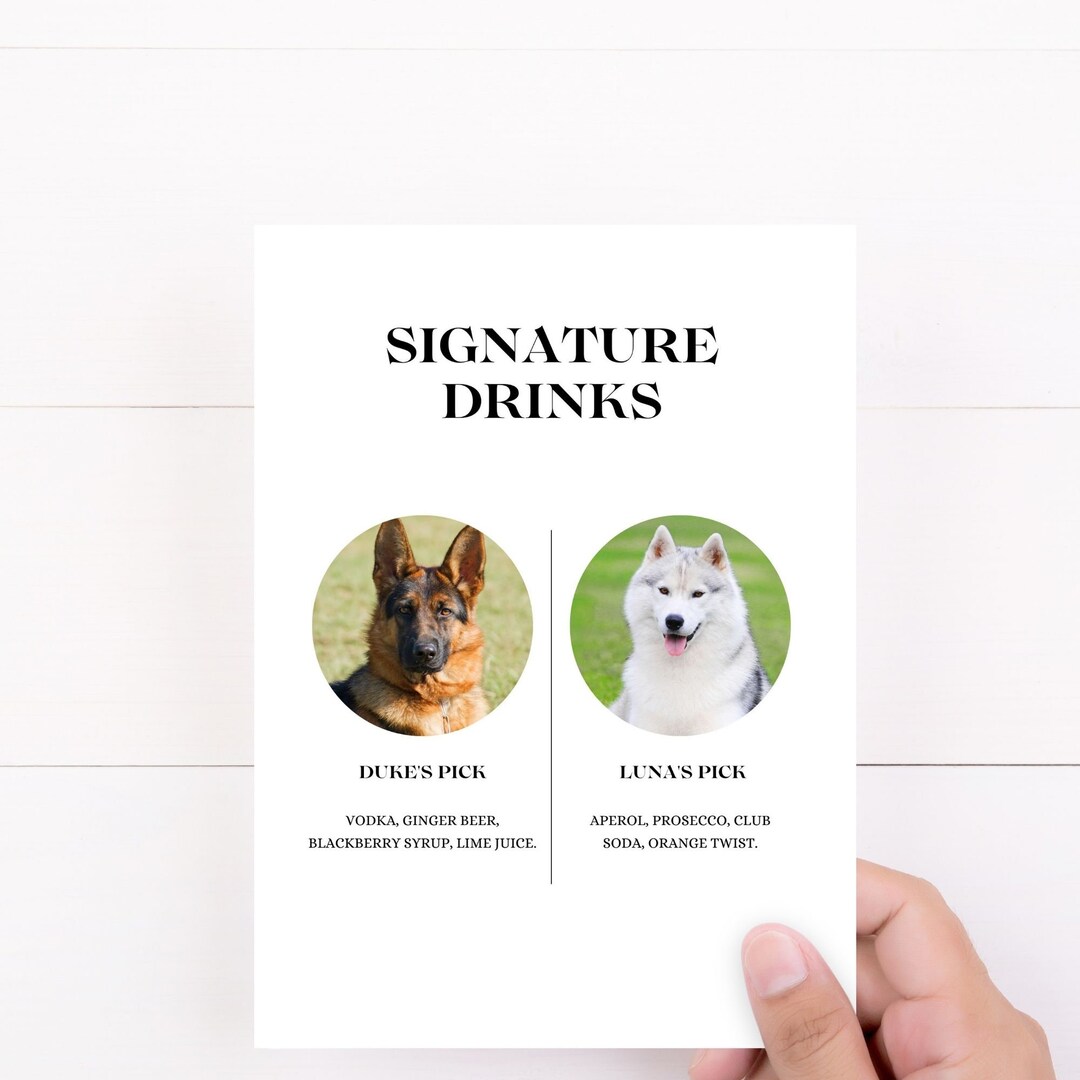 Dog Signature Drink Sign, Signature Drink Sign Dog, Signature Drink ...