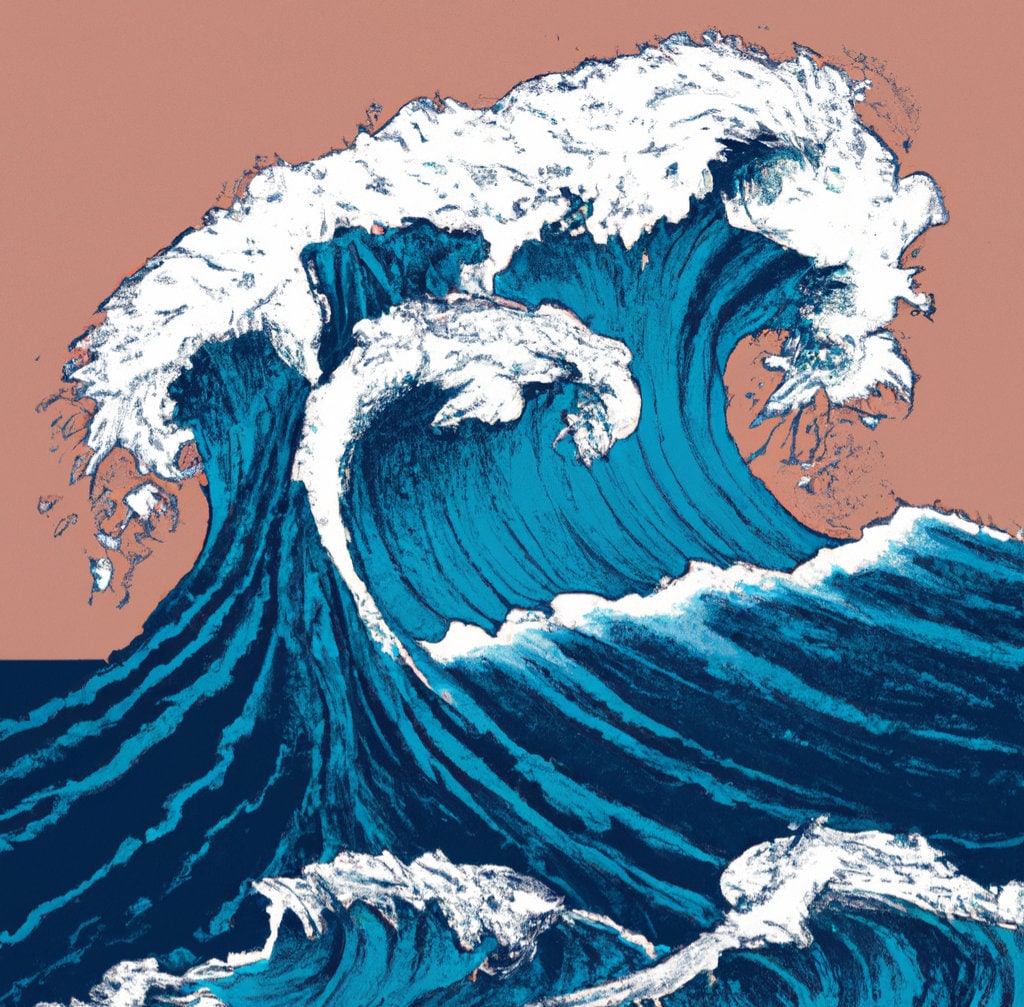 Digital Art of Beautiful Roaring Ocean Wave - Etsy