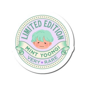 Mint Yoongi Sticker BTS Inspired Sticker Suga Min Yoongi Cute Sticker ...