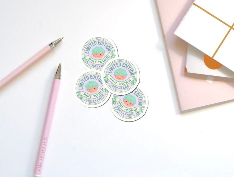 Mint Yoongi Sticker BTS Inspired Sticker Suga Min Yoongi | Etsy